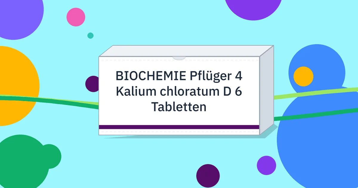 Symbolbild: Packung mit der Aufschrift BIOCHEMIE Pflüger 4 Kalium chloratum D 6 Tabletten (PZN 06318915) – Verfügbarkeit und Bezug in Apotheken in Frankfurt am Main