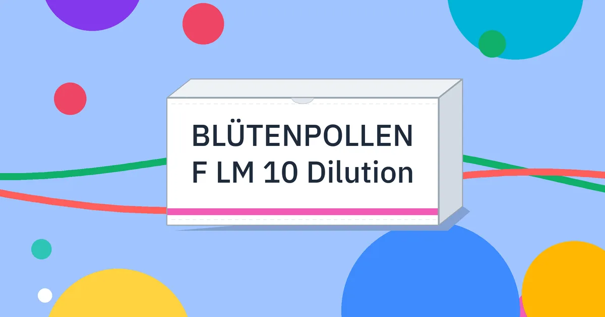 Symbolbild: Packung mit der Aufschrift BLÜTENPOLLEN F LM 10 Dilution (PZN 13389407) – Verfügbarkeit und Bezug in Apotheken in Frankfurt am Main