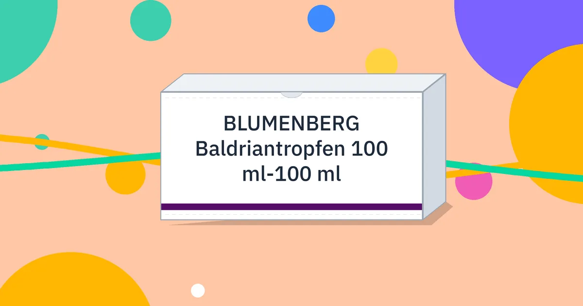 Symbolbild: Packung mit der Aufschrift BLUMENBERG Baldriantropfen 100 ml-100 ml (PZN 20058763) – Verfügbarkeit und Bezug in Apotheken in Frankfurt am Main