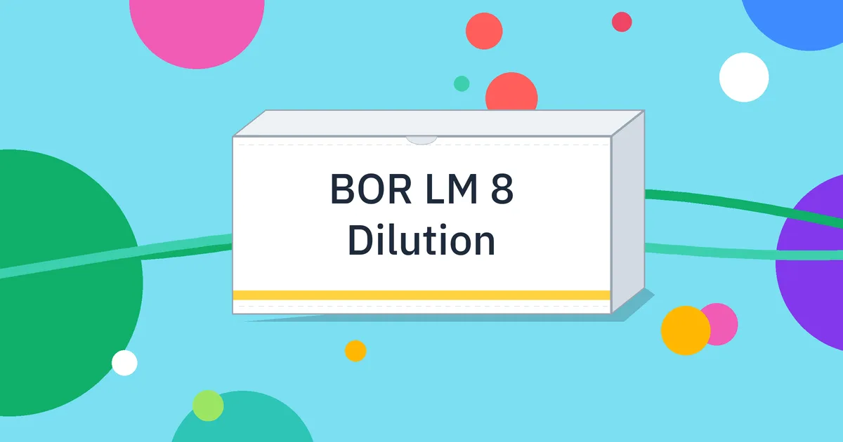 Symbolbild: Packung mit der Aufschrift BOR LM 8 Dilution (PZN 12795619) – Verfügbarkeit und Bezug in Apotheken in Frankfurt am Main