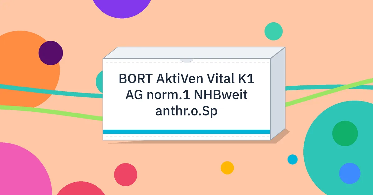 Symbolbild: Packung mit der Aufschrift BORT AktiVen Vital K1 AG norm.1 NHBweit anthr.o.Sp (PZN 13733626) – Verfügbarkeit und Bezug in Apotheken in Frankfurt am Main