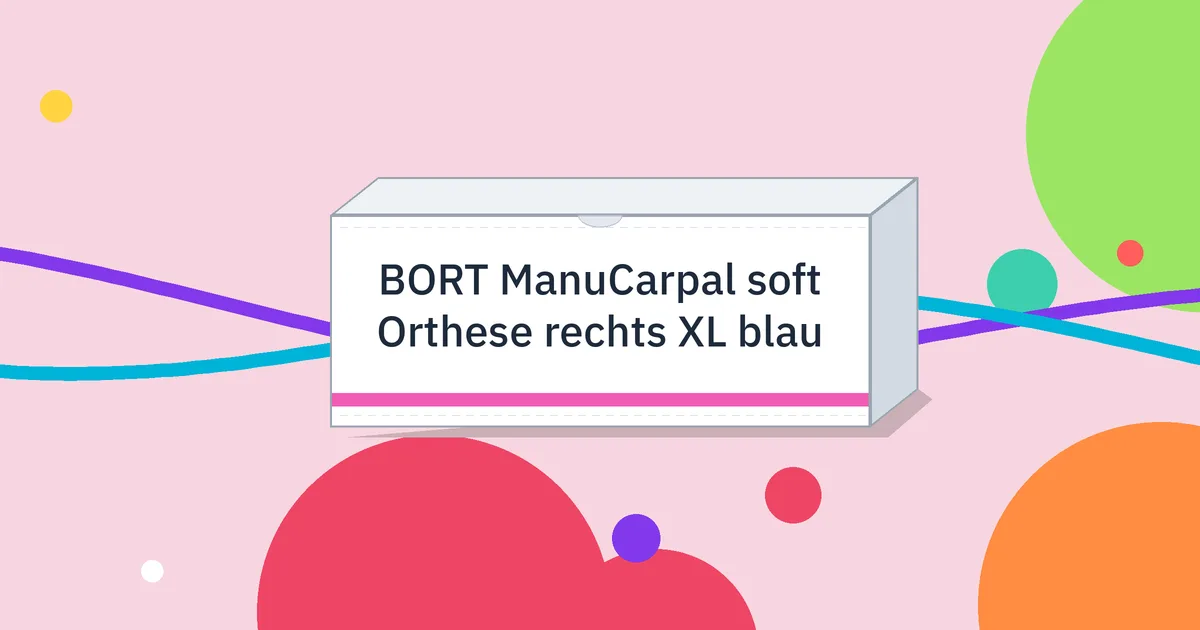 Symbolbild: Packung mit der Aufschrift BORT ManuCarpal soft Orthese rechts XL blau (PZN 08521980) – Verfügbarkeit und Bezug in Apotheken in Frankfurt am Main