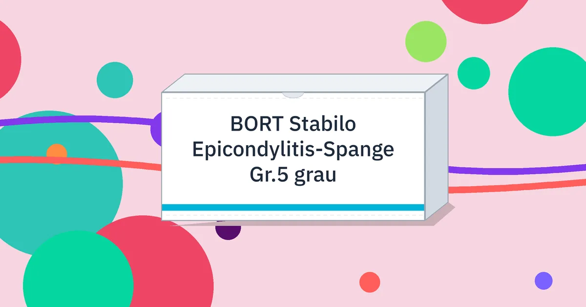 Symbolbild: Packung mit der Aufschrift BORT Stabilo Epicondylitis-Spange Gr.5 grau (PZN 05539962) – Verfügbarkeit und Bezug in Apotheken in Frankfurt am Main