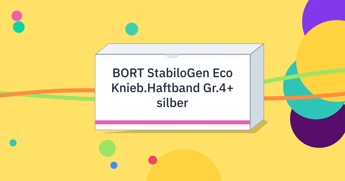 Symbolbild: Packung mit der Aufschrift BORT StabiloGen Eco Knieb.Haftband Gr.4+ silber (PZN 16845627) – Verfügbarkeit und Bezug in Apotheken in Frankfurt am Main
