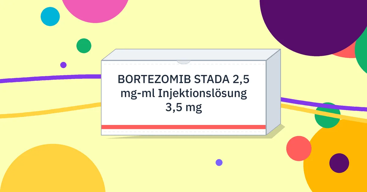 Symbolbild: Packung mit der Aufschrift BORTEZOMIB STADA 2,5 mg-ml Injektionslösung 3,5 mg (PZN 18380368) – Verfügbarkeit und Bezug in Apotheken in Frankfurt am Main