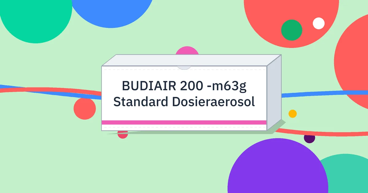 Symbolbild: Packung mit der Aufschrift BUDIAIR 200 -m63g Standard Dosieraerosol (PZN 16708729) – Verfügbarkeit und Bezug in Apotheken in Frankfurt am Main