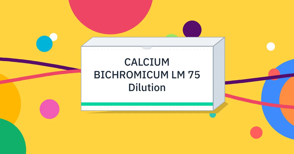 Symbolbild: Packung mit der Aufschrift CALCIUM BICHROMICUM LM 75 Dilution (PZN 13407660) – Verfügbarkeit und Bezug in Apotheken in Frankfurt am Main