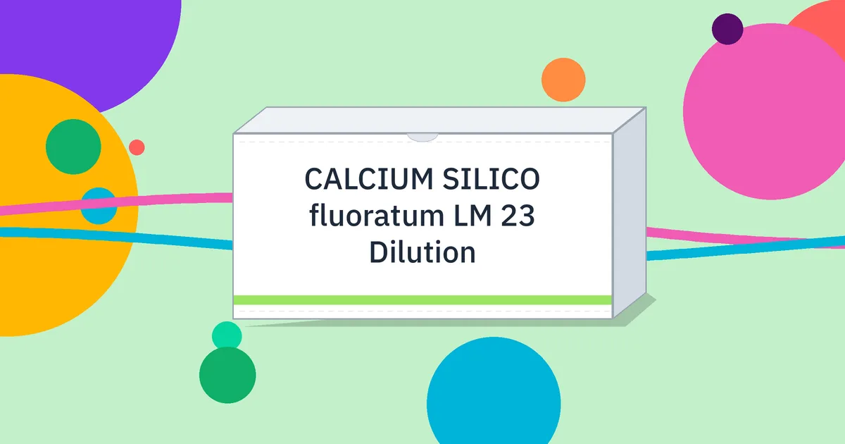 Symbolbild: Packung mit der Aufschrift CALCIUM SILICO fluoratum LM 23 Dilution (PZN 12806211) – Verfügbarkeit und Bezug in Apotheken in Frankfurt am Main