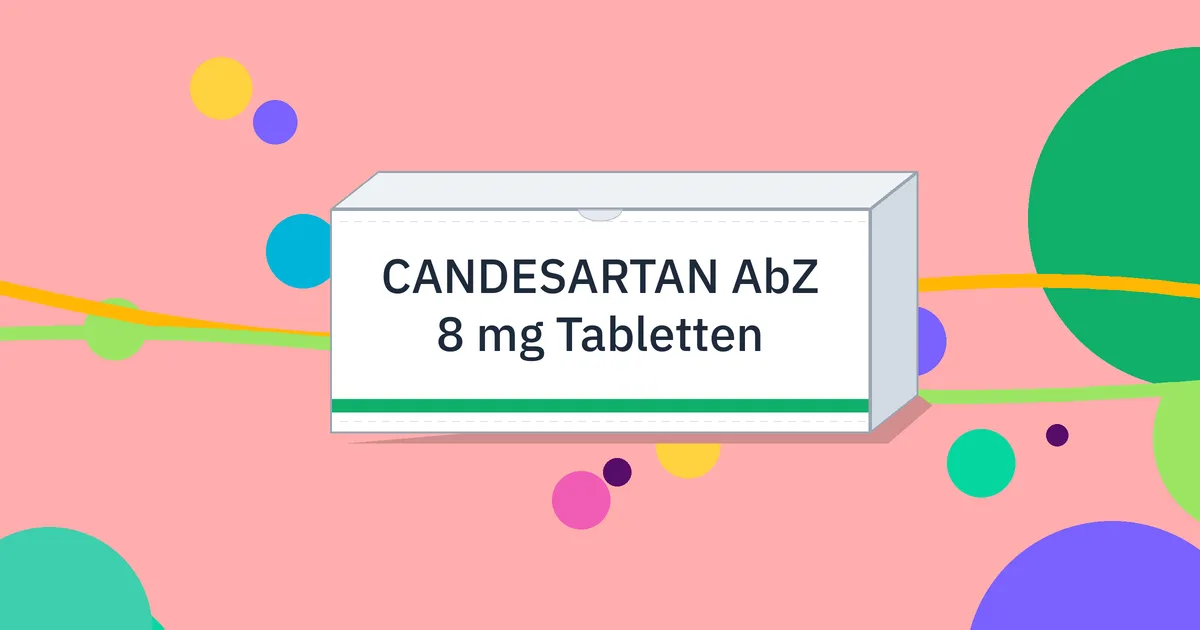 Symbolbild: Packung mit der Aufschrift CANDESARTAN AbZ 8 mg Tabletten (PZN 09074945) – Verfügbarkeit und Bezug in Apotheken in Frankfurt am Main