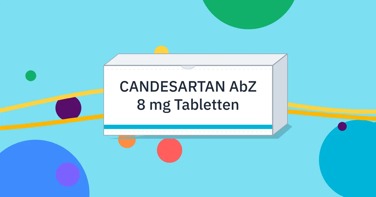 Symbolbild: Packung mit der Aufschrift CANDESARTAN AbZ 8 mg Tabletten (PZN 09074951) – Verfügbarkeit und Bezug in Apotheken in Frankfurt am Main