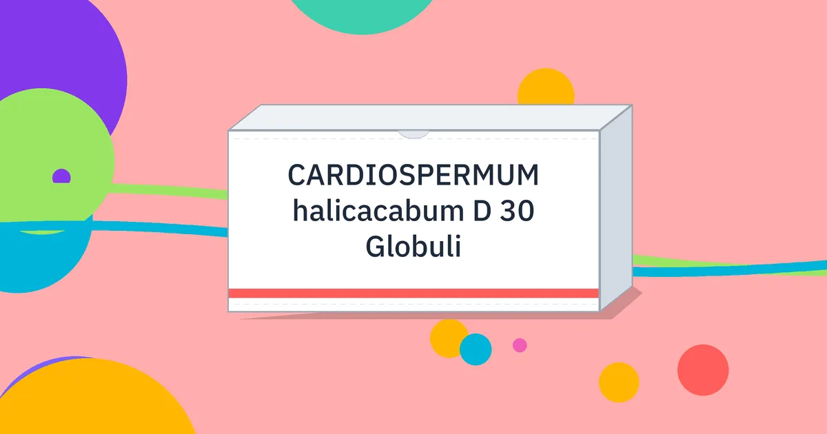 Symbolbild: Packung mit der Aufschrift CARDIOSPERMUM halicacabum D 30 Globuli (PZN 19685213) – Verfügbarkeit und Bezug in Apotheken in Frankfurt am Main