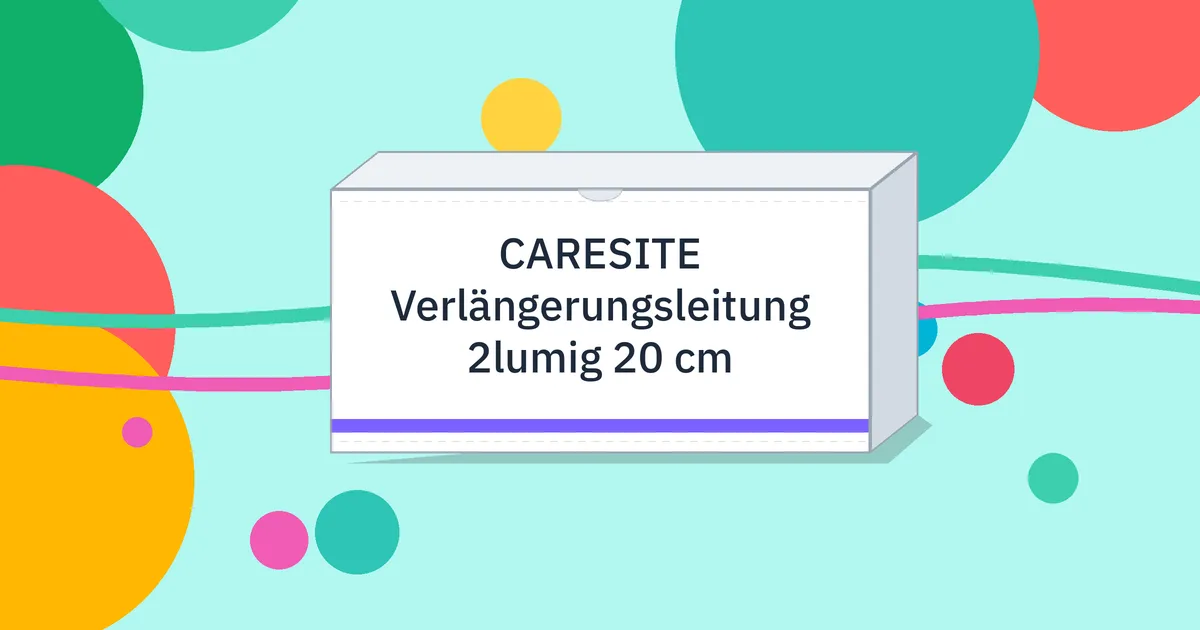 Symbolbild: Packung mit der Aufschrift CARESITE Verlängerungsleitung 2lumig 20 cm (PZN 04828718) – Verfügbarkeit und Bezug in Apotheken in Frankfurt am Main