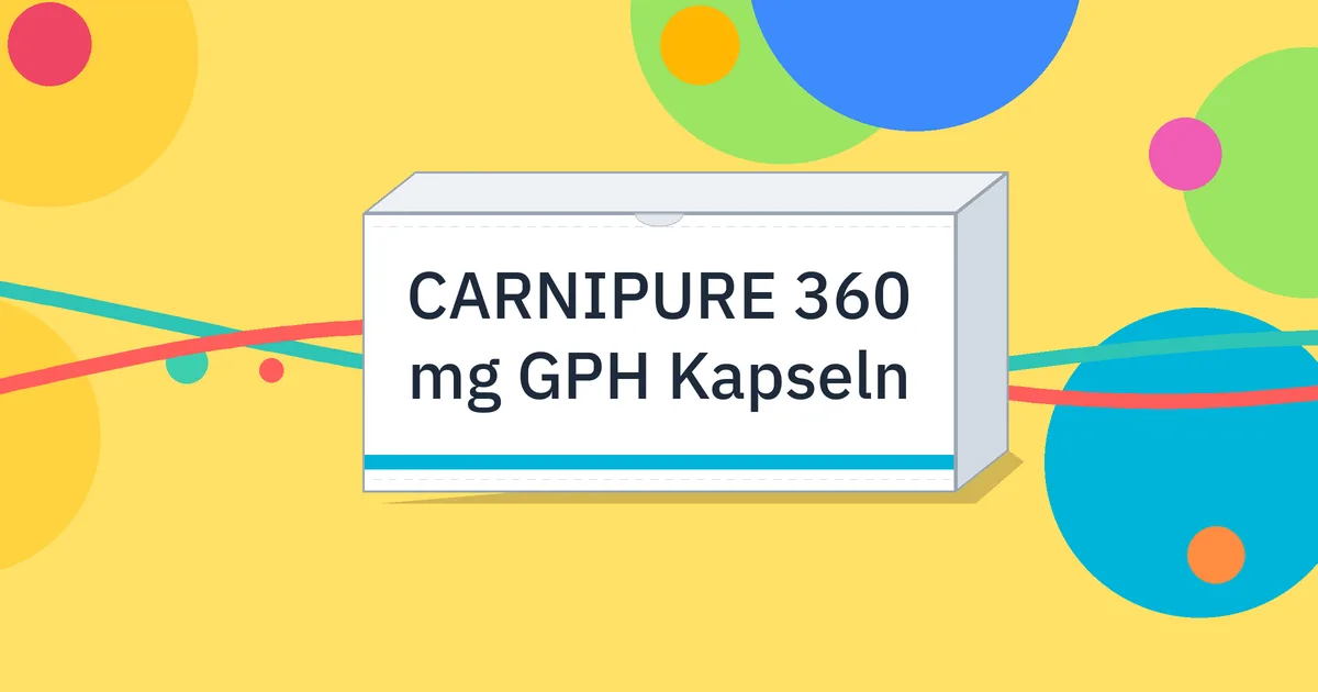 Symbolbild: Packung mit der Aufschrift CARNIPURE 360 mg GPH Kapseln (PZN 09115526) – Verfügbarkeit und Bezug in Apotheken in Frankfurt am Main