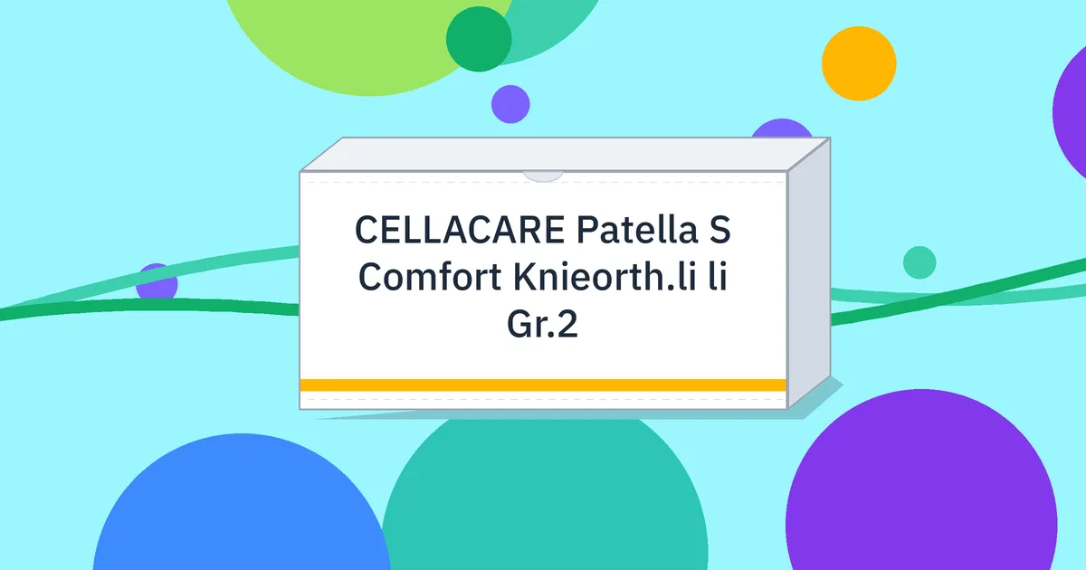Symbolbild: Packung mit der Aufschrift CELLACARE Patella S Comfort Knieorth.li li Gr.2 (PZN 19251354) – Verfügbarkeit und Bezug in Apotheken in Frankfurt am Main