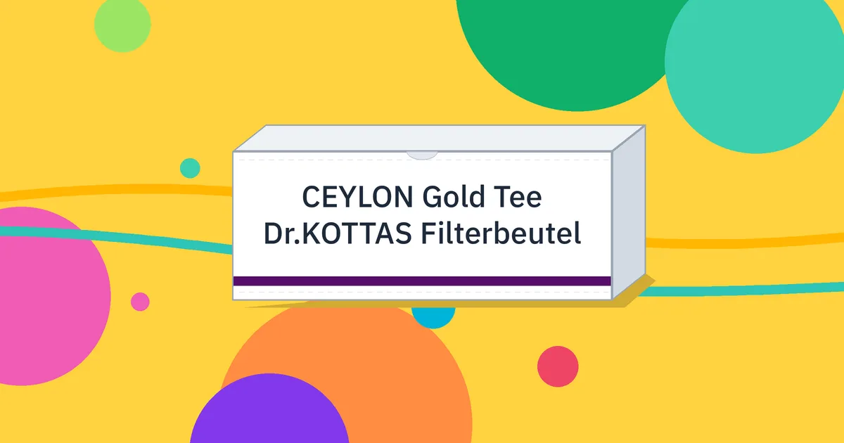 Symbolbild: Packung mit der Aufschrift CEYLON Gold Tee Dr.KOTTAS Filterbeutel (PZN 09920021) – Verfügbarkeit und Bezug in Apotheken in Frankfurt am Main