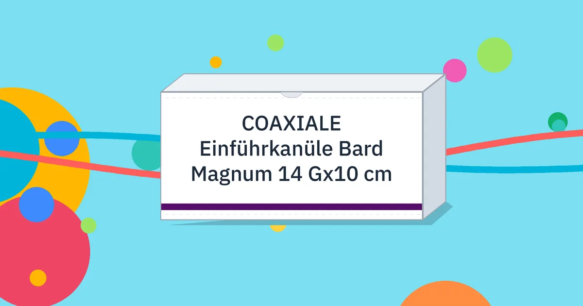 Symbolbild: Packung mit der Aufschrift COAXIALE Einführkanüle Bard Magnum 14 Gx10 cm (PZN 04668367) – Verfügbarkeit und Bezug in Apotheken in Frankfurt am Main