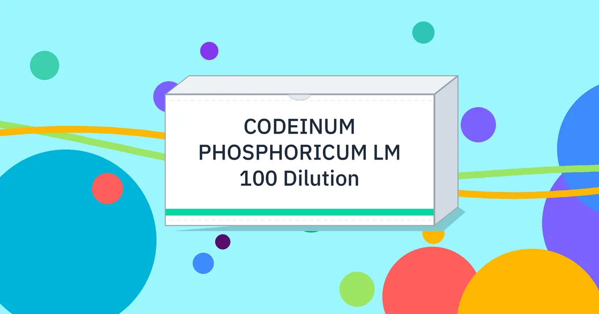 Symbolbild: Packung mit der Aufschrift CODEINUM PHOSPHORICUM LM 100 Dilution (PZN 12830250) – Verfügbarkeit und Bezug in Apotheken in Frankfurt am Main