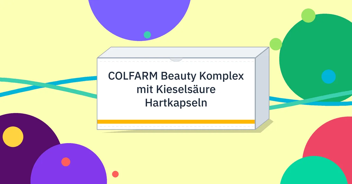 Symbolbild: Packung mit der Aufschrift COLFARM Beauty Komplex mit Kieselsäure Hartkapseln (PZN 20934816) – Verfügbarkeit und Bezug in Apotheken in Frankfurt am Main