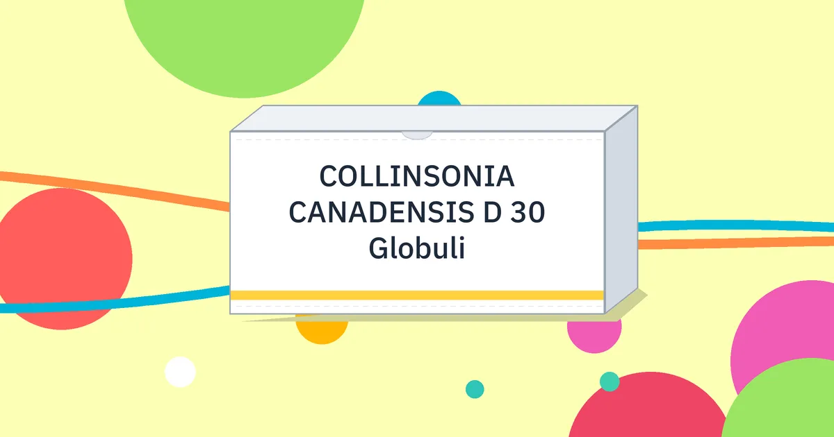 Symbolbild: Packung mit der Aufschrift COLLINSONIA CANADENSIS D 30 Globuli (PZN 19715888) – Verfügbarkeit und Bezug in Apotheken in Frankfurt am Main