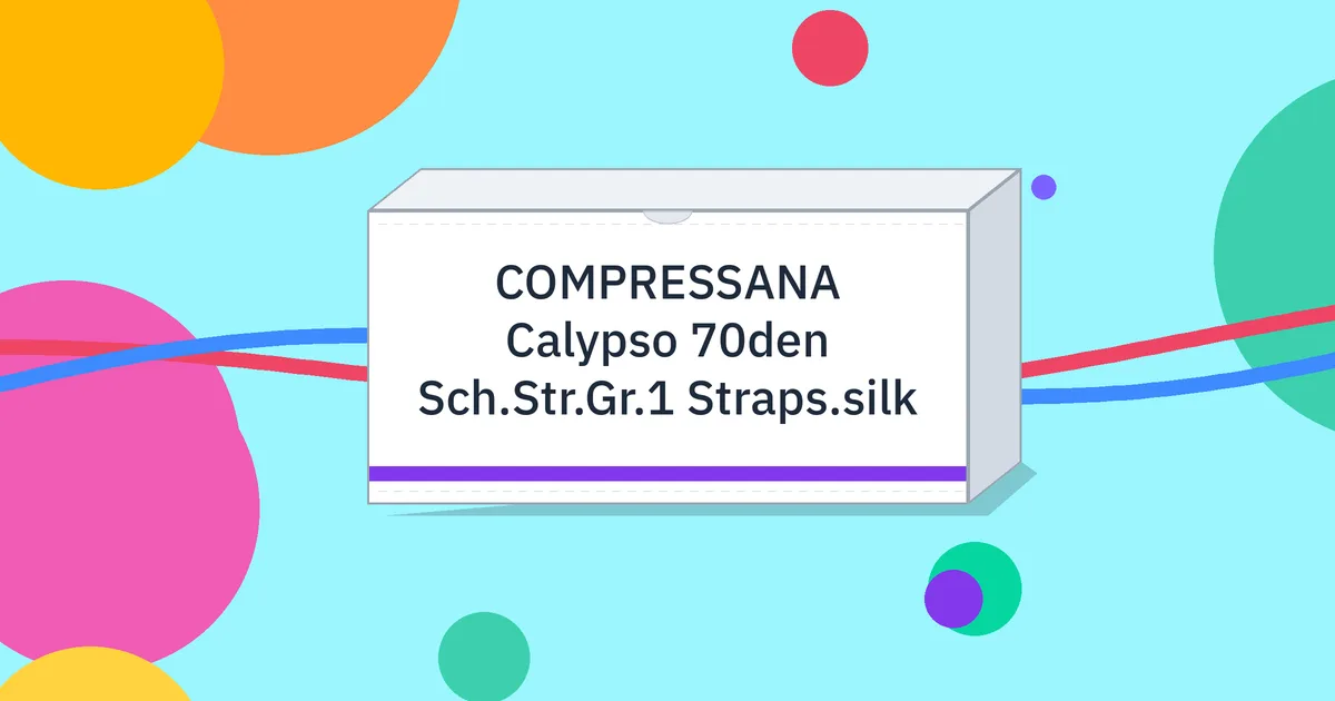 Symbolbild: Packung mit der Aufschrift COMPRESSANA Calypso 70den Sch.Str.Gr.1 Straps.silk (PZN 08911497) – Verfügbarkeit und Bezug in Apotheken in Frankfurt am Main
