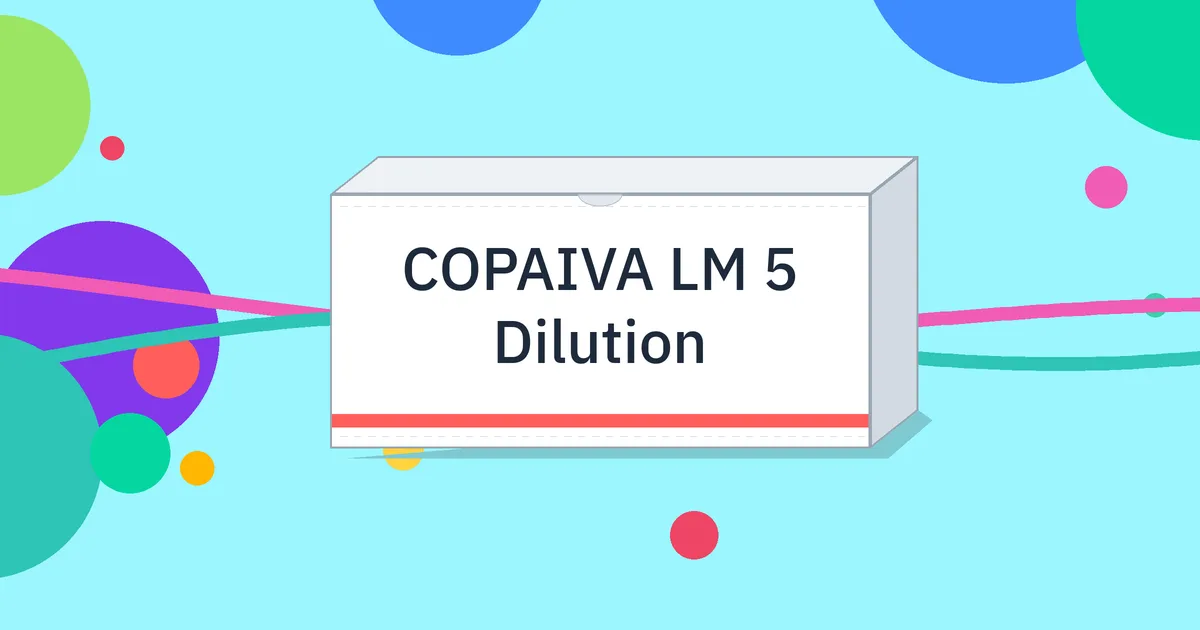 Symbolbild: Packung mit der Aufschrift COPAIVA LM 5 Dilution (PZN 13451000) – Verfügbarkeit und Bezug in Apotheken in Frankfurt am Main