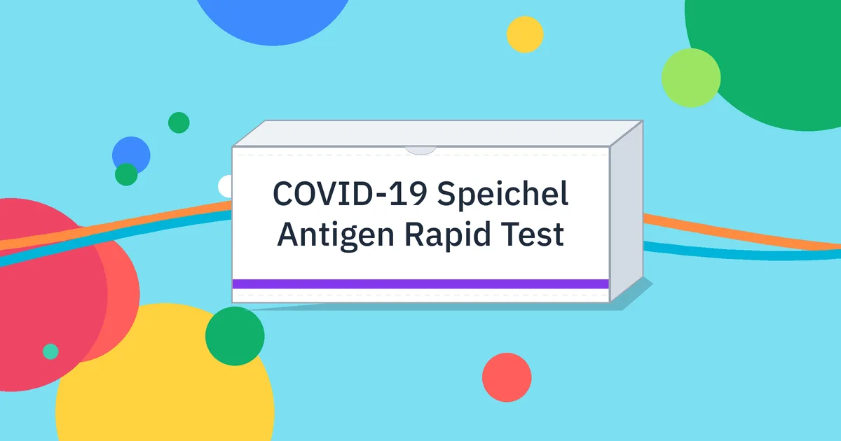 Symbolbild: Packung mit der Aufschrift COVID-19 Speichel Antigen Rapid Test (PZN 17290893) – Verfügbarkeit und Bezug in Apotheken in Frankfurt am Main