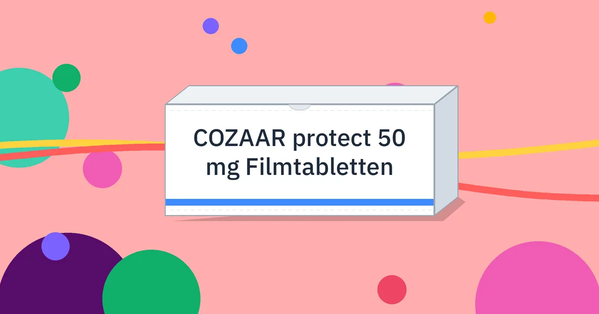 Symbolbild: Packung mit der Aufschrift COZAAR protect 50 mg Filmtabletten (PZN 00634070) – Verfügbarkeit und Bezug in Apotheken in Frankfurt am Main