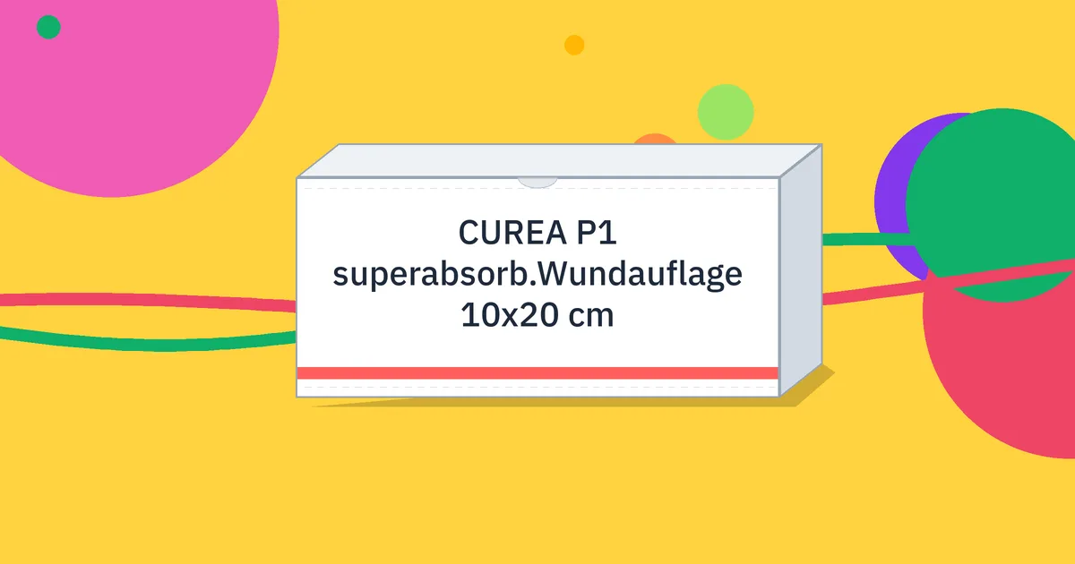 Symbolbild: Packung mit der Aufschrift CUREA P1 superabsorb.Wundauflage 10x20 cm (PZN 04122651) – Verfügbarkeit und Bezug in Apotheken in Frankfurt am Main