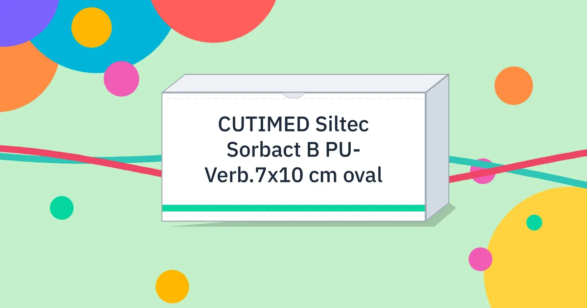 Symbolbild: Packung mit der Aufschrift CUTIMED Siltec Sorbact B PU-Verb.7x10 cm oval (PZN 19460052) – Verfügbarkeit und Bezug in Apotheken in Frankfurt am Main