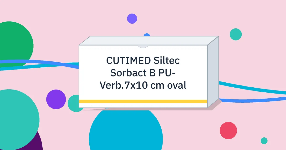 Symbolbild: Packung mit der Aufschrift CUTIMED Siltec Sorbact B PU-Verb.7x10 cm oval (PZN 17310638) – Verfügbarkeit und Bezug in Apotheken in Frankfurt am Main