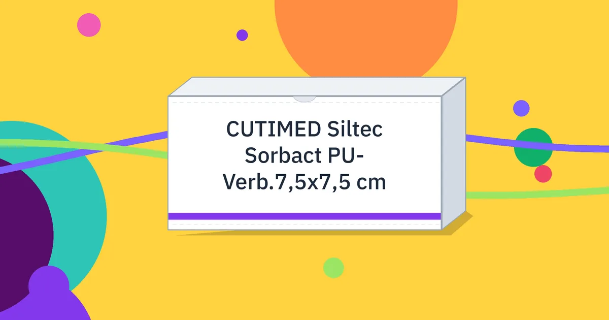 Symbolbild: Packung mit der Aufschrift CUTIMED Siltec Sorbact PU-Verb.7,5x7,5 cm (PZN 16828652) – Verfügbarkeit und Bezug in Apotheken in Frankfurt am Main
