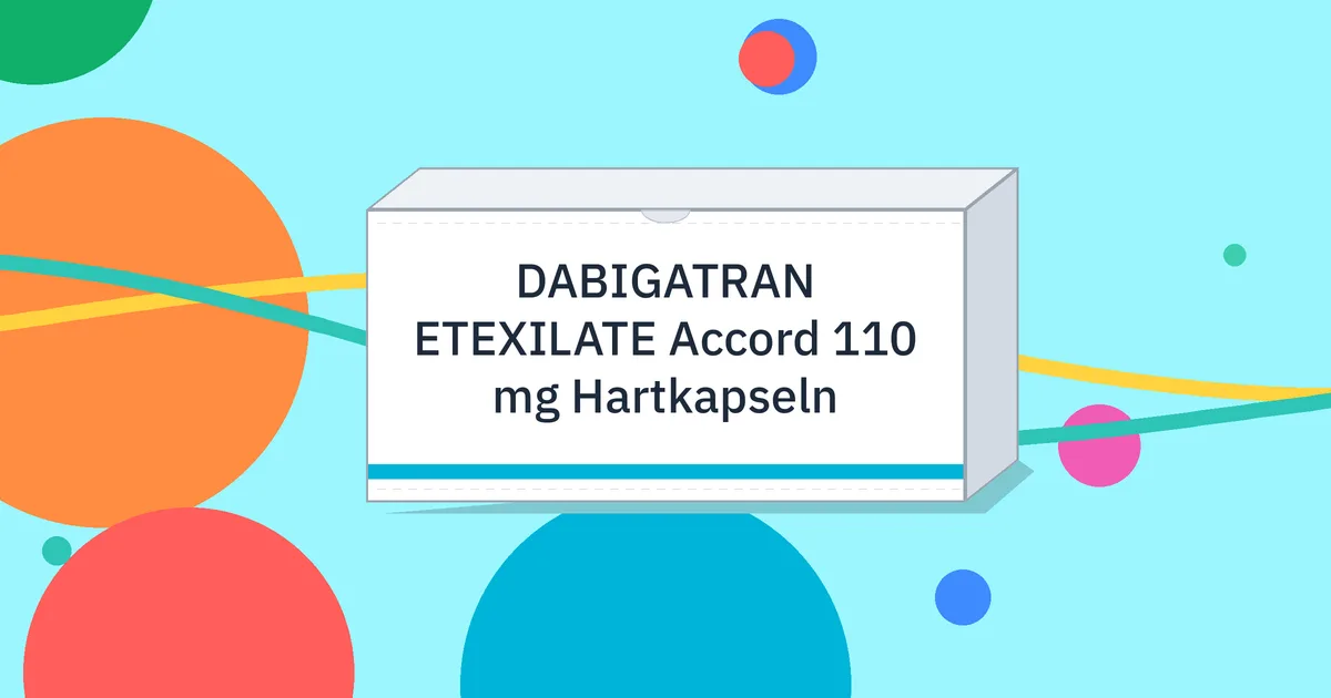Symbolbild: Packung mit der Aufschrift DABIGATRAN ETEXILATE Accord 110 mg Hartkapseln (PZN 19439276) – Verfügbarkeit und Bezug in Apotheken in Frankfurt am Main