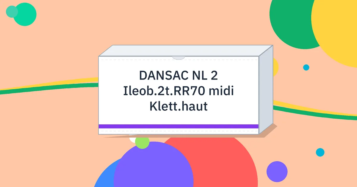 Symbolbild: Packung mit der Aufschrift DANSAC NL 2 Ileob.2t.RR70 midi Klett.haut (PZN 08843666) – Verfügbarkeit und Bezug in Apotheken in Frankfurt am Main