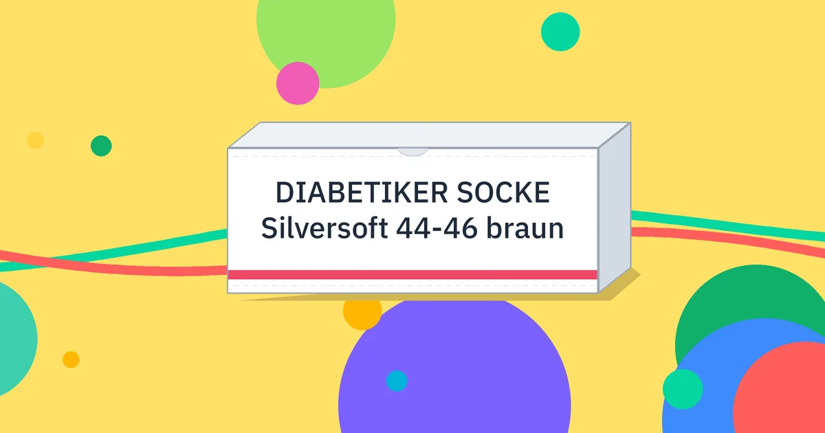 Symbolbild: Packung mit der Aufschrift DIABETIKER SOCKE Silversoft 44-46 braun (PZN 06417729) – Verfügbarkeit und Bezug in Apotheken in Frankfurt am Main