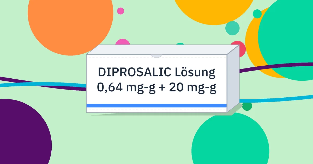 Symbolbild: Packung mit der Aufschrift DIPROSALIC Lösung 0,64 mg-g + 20 mg-g (PZN 00655310) – Verfügbarkeit und Bezug in Apotheken in Frankfurt am Main