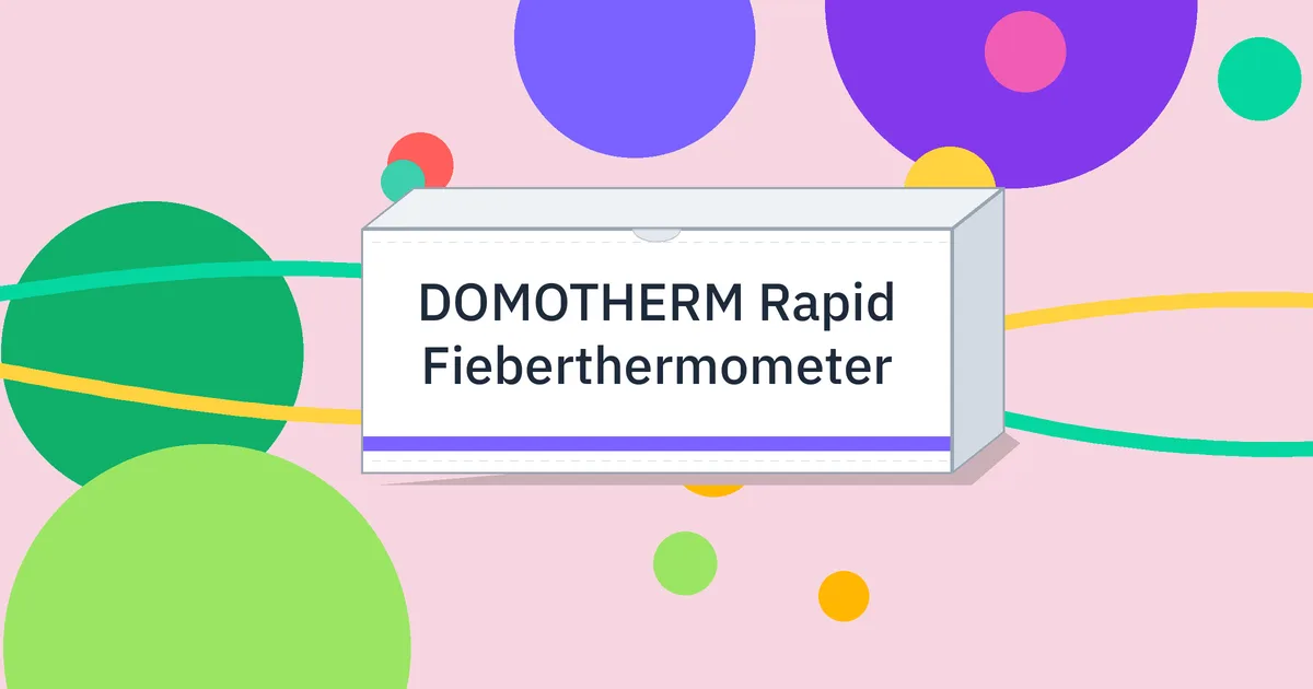 Symbolbild: Packung mit der Aufschrift DOMOTHERM Rapid Fieberthermometer (PZN 16033875) – Verfügbarkeit und Bezug in Apotheken in Frankfurt am Main