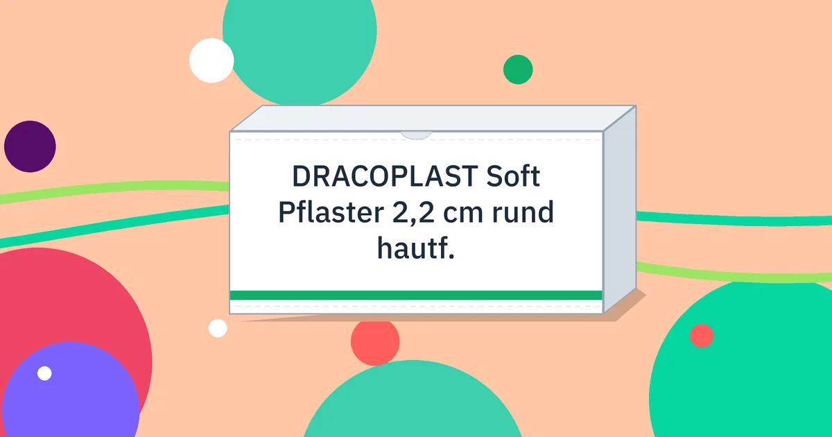 Symbolbild: Packung mit der Aufschrift DRACOPLAST Soft Pflaster 2,2 cm rund hautf. (PZN 09513563) – Verfügbarkeit und Bezug in Apotheken in Frankfurt am Main