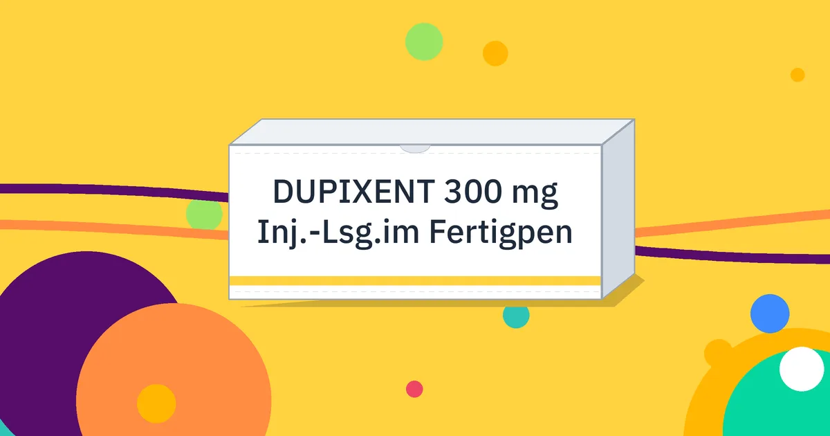 Symbolbild: Packung mit der Aufschrift DUPIXENT 300 mg Inj.-Lsg.im Fertigpen (PZN 19859630) – Verfügbarkeit und Bezug in Apotheken in Frankfurt am Main