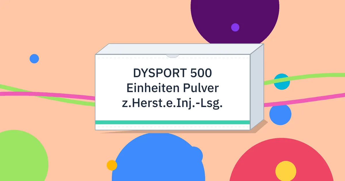 Symbolbild: Packung mit der Aufschrift DYSPORT 500 Einheiten Pulver z.Herst.e.Inj.-Lsg. (PZN 12584354) – Verfügbarkeit und Bezug in Apotheken in Frankfurt am Main