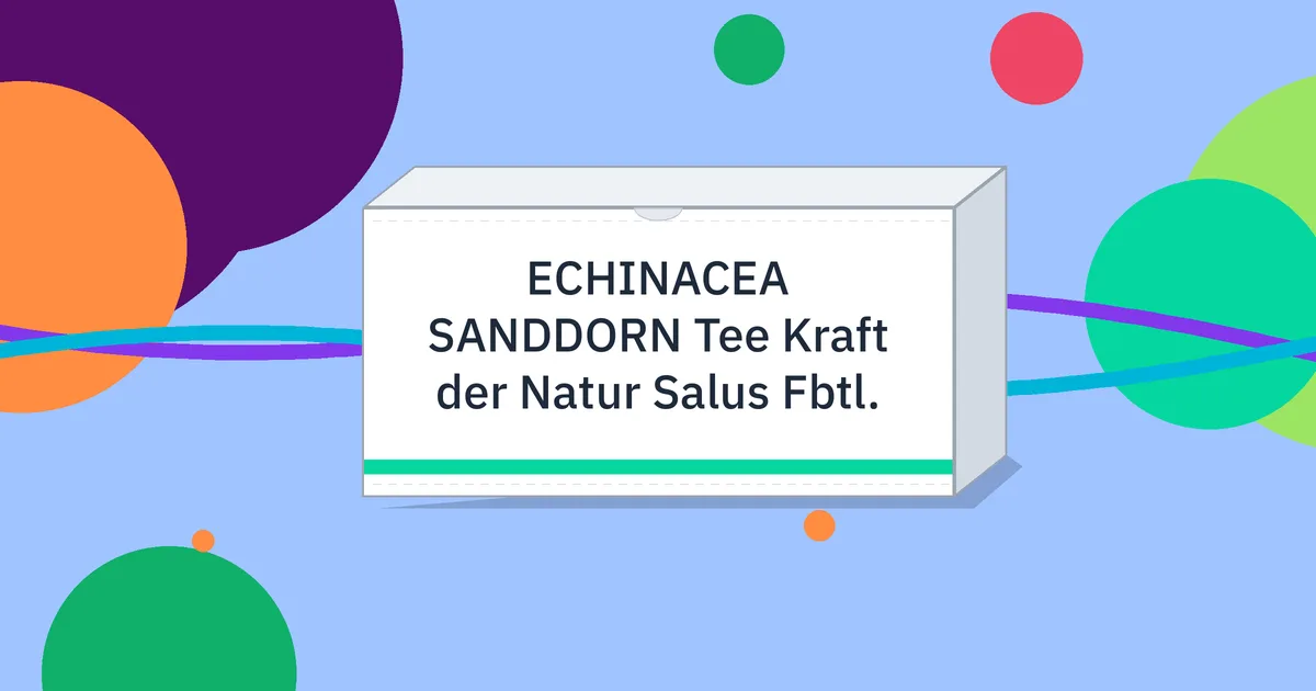 Symbolbild: Packung mit der Aufschrift ECHINACEA SANDDORN Tee Kraft der Natur Salus Fbtl. (PZN 00699810) – Verfügbarkeit und Bezug in Apotheken in Frankfurt am Main