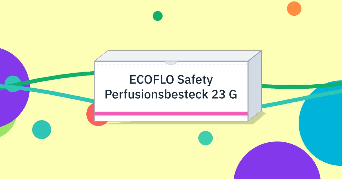 Symbolbild: Packung mit der Aufschrift ECOFLO Safety Perfusionsbesteck 23 G (PZN 19888465) – Verfügbarkeit und Bezug in Apotheken in Frankfurt am Main
