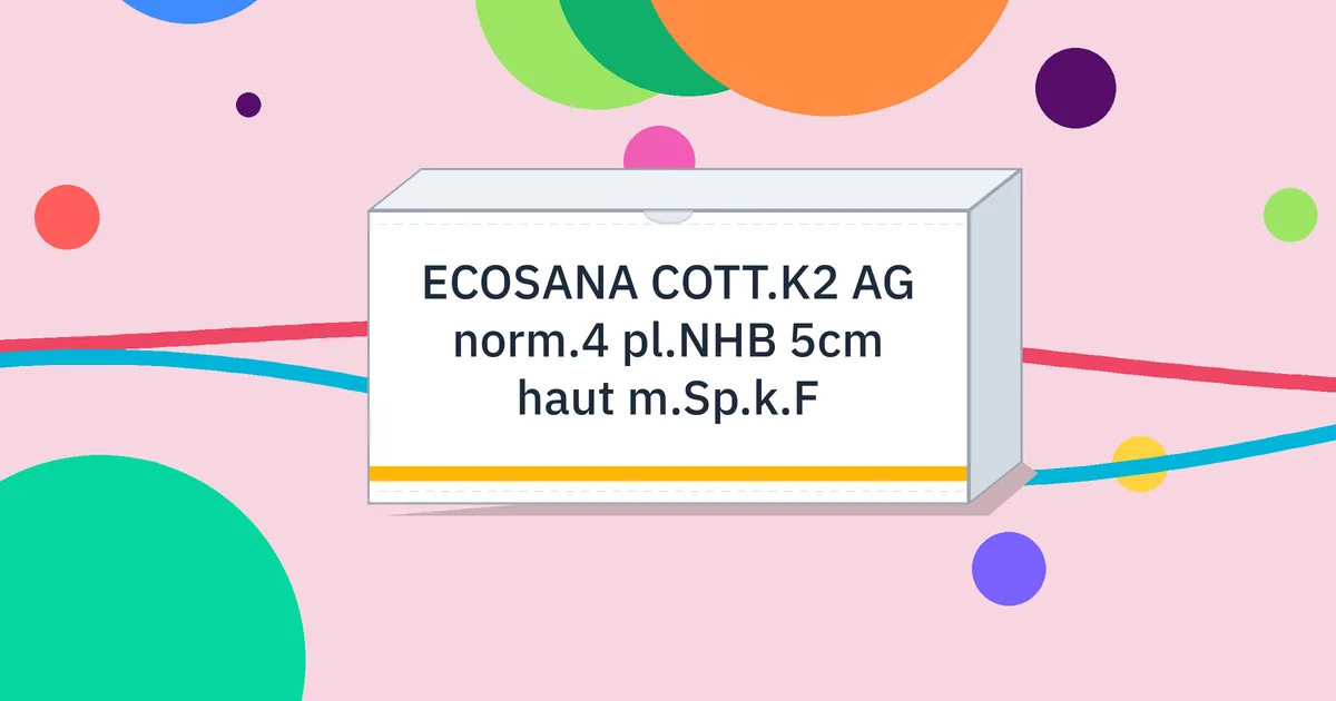 Symbolbild: Packung mit der Aufschrift ECOSANA COTT.K2 AG norm.4 pl.NHB 5cm haut m.Sp.k.F (PZN 16950086) – Verfügbarkeit und Bezug in Apotheken in Frankfurt am Main