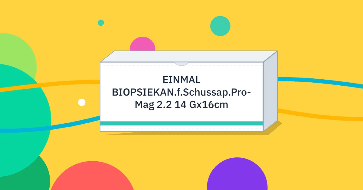 Symbolbild: Packung mit der Aufschrift EINMAL BIOPSIEKAN.f.Schussap.Pro-Mag 2.2 14 Gx16cm (PZN 00282760) – Verfügbarkeit und Bezug in Apotheken in Frankfurt am Main