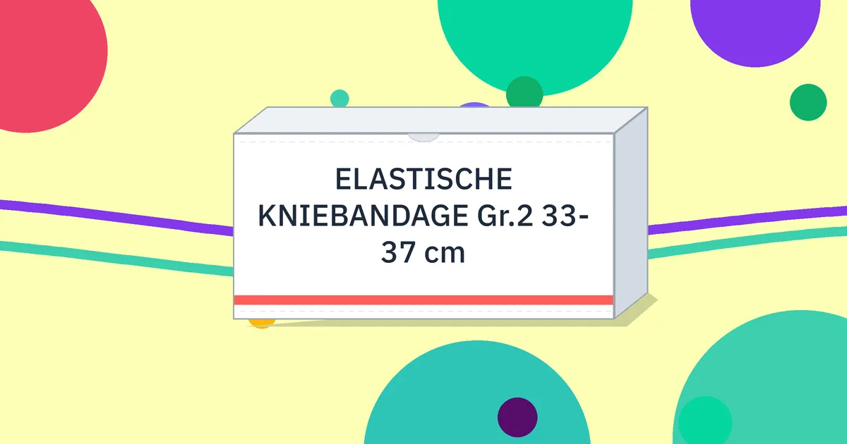 Symbolbild: Packung mit der Aufschrift ELASTISCHE KNIEBANDAGE Gr.2 33-37 cm (PZN 18115583) – Verfügbarkeit und Bezug in Apotheken in Frankfurt am Main