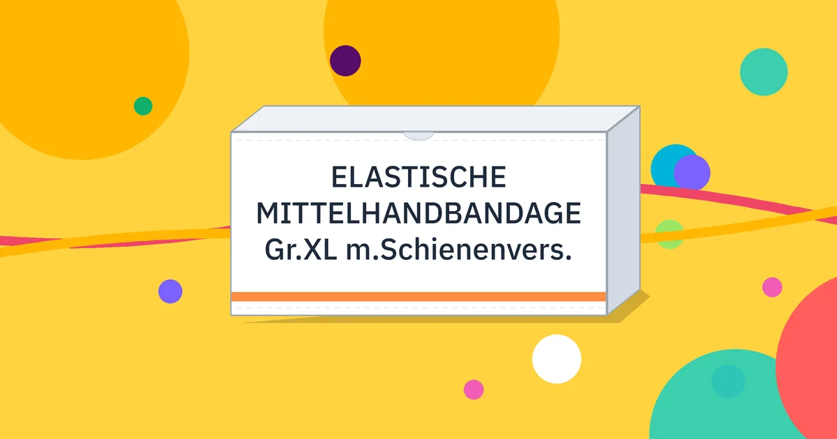 Symbolbild: Packung mit der Aufschrift ELASTISCHE MITTELHANDBANDAGE Gr.XL m.Schienenvers. (PZN 06989420) – Verfügbarkeit und Bezug in Apotheken in Frankfurt am Main