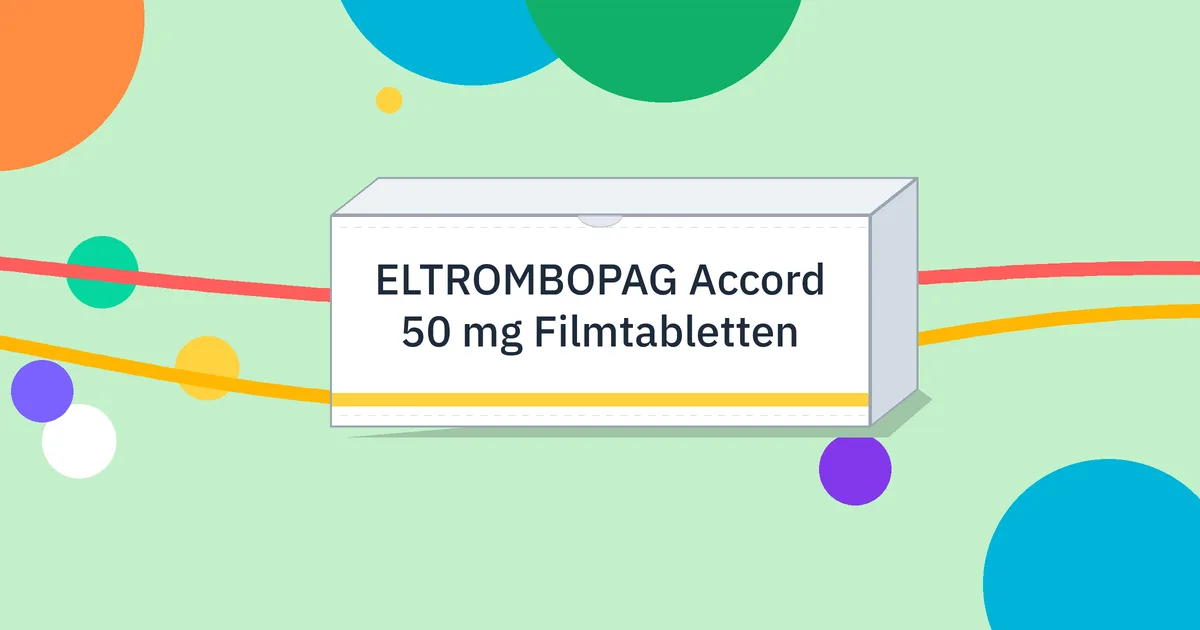 Symbolbild: Packung mit der Aufschrift ELTROMBOPAG Accord 50 mg Filmtabletten (PZN 19662637) – Verfügbarkeit und Bezug in Apotheken in Frankfurt am Main