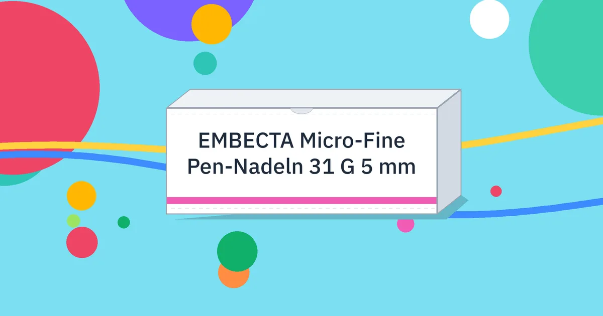 Symbolbild: Packung mit der Aufschrift EMBECTA Micro-Fine Pen-Nadeln 31 G 5 mm (PZN 20837059) – Verfügbarkeit und Bezug in Apotheken in Frankfurt am Main