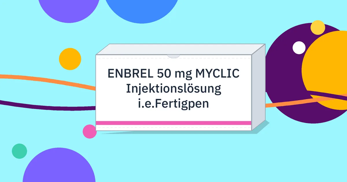 Symbolbild: Packung mit der Aufschrift ENBREL 50 mg MYCLIC Injektionslösung i.e.Fertigpen (PZN 10933017) – Verfügbarkeit und Bezug in Apotheken in Frankfurt am Main