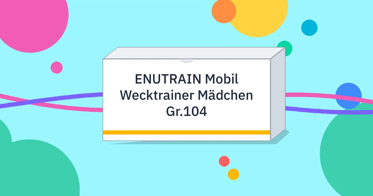 Symbolbild: Packung mit der Aufschrift ENUTRAIN Mobil Wecktrainer Mädchen Gr.104 (PZN 09200657) – Verfügbarkeit und Bezug in Apotheken in Frankfurt am Main