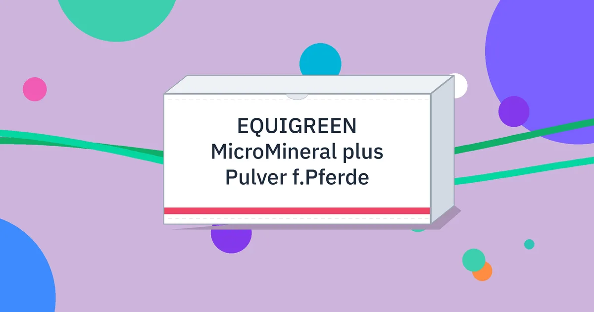 Symbolbild: Packung mit der Aufschrift EQUIGREEN MicroMineral plus Pulver f.Pferde (PZN 13660198) – Verfügbarkeit und Bezug in Apotheken in Frankfurt am Main